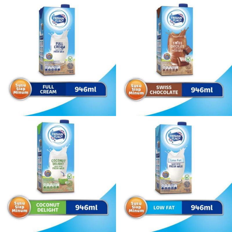 Jual Frisian Flag Bendera Susu UHT Full Cream 946ml | Shopee Indonesia