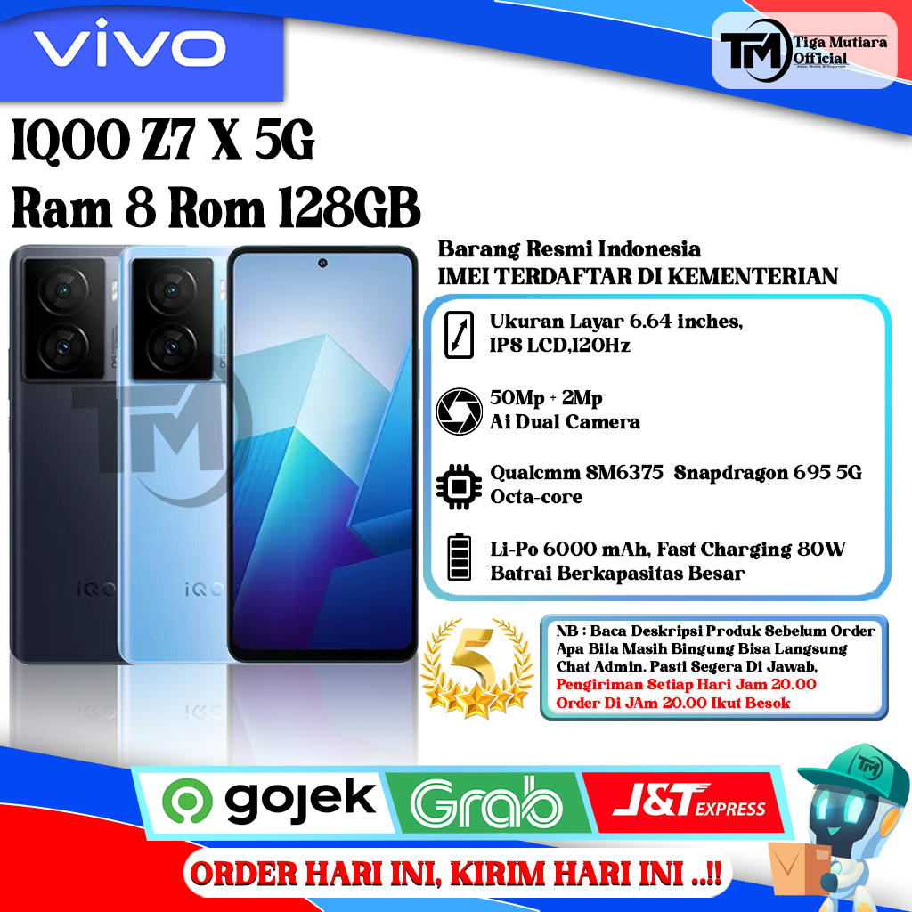 Jual Vivo iQOO Z7x 5G Ram 8 Rom 128GB Segel Original & Bergaransi Resmi | Shopee Indonesia