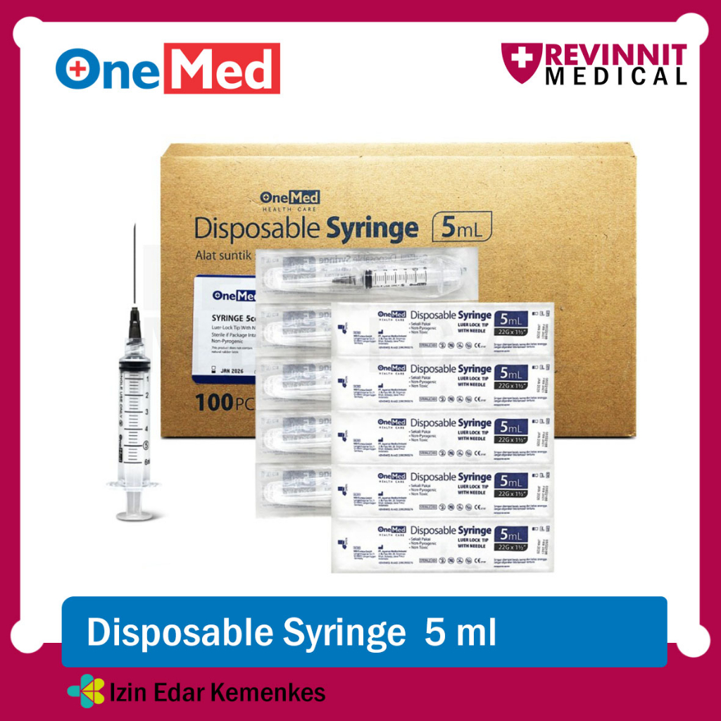 Jual ONEMED Spuit 5cc / Syringe 5cc Onemed / Jarum Suntik 5cc 5ml BOX ...