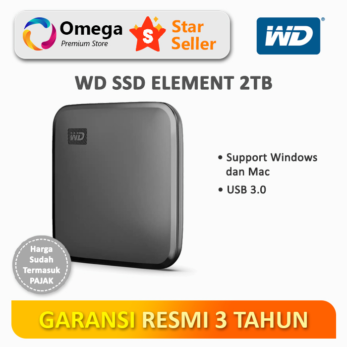 Jual SSD WD Element / Elements SE 2TB - Portable / External / Eksternal ...