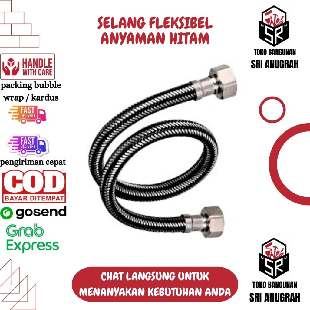 Jual Selang Flexible Hose Anyam Hitam Stainless | Shopee Indonesia