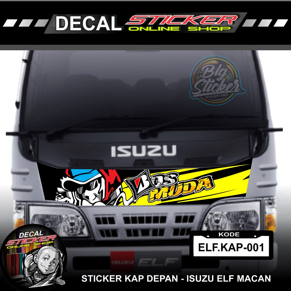 Jual STIKER MOBIL KAP DEPAN ISUZU ELF BOS MUDA DECAL PRINT STICKER ...