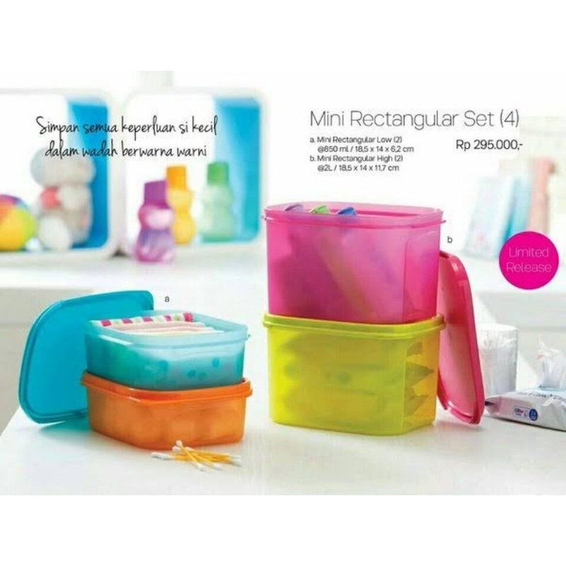Jual FREE RANDOM | TUPPERWARE MiNi RECTANGULAR SET(4) - KOTAK BEKAL ...