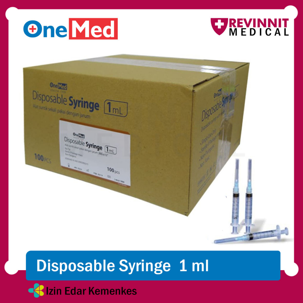 Jual ONEMED Spuit 1cc / Syringe 1cc Onemed / Jarum Suntik 1cc 1ml BOX ...