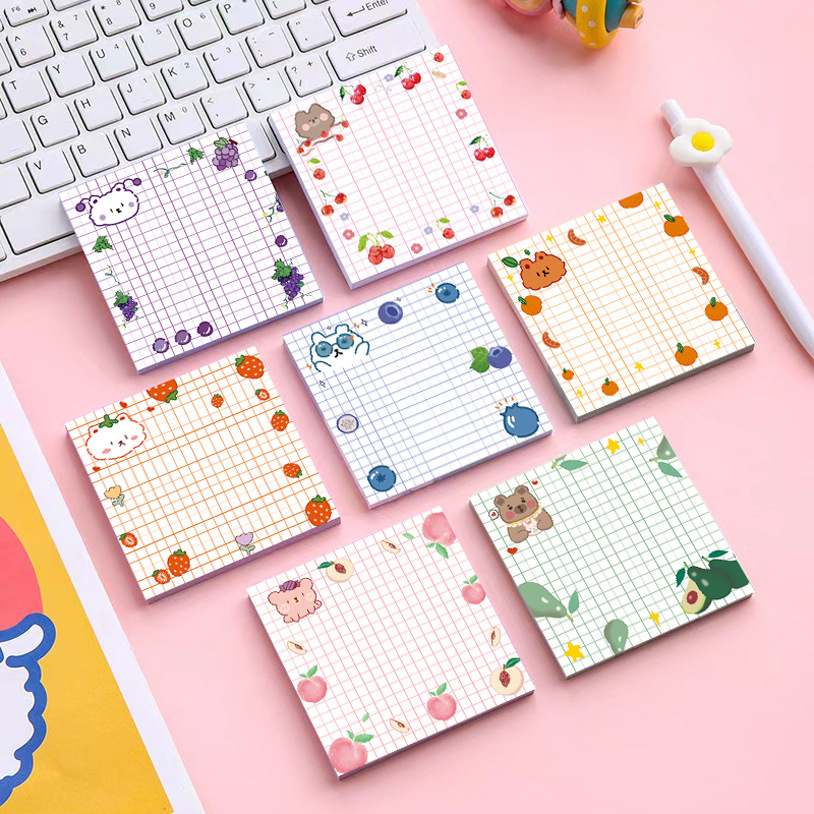 Jual Sticky Notes Fruity Bear Colorful Grid Kertas Tempelan Motif Kotak ...