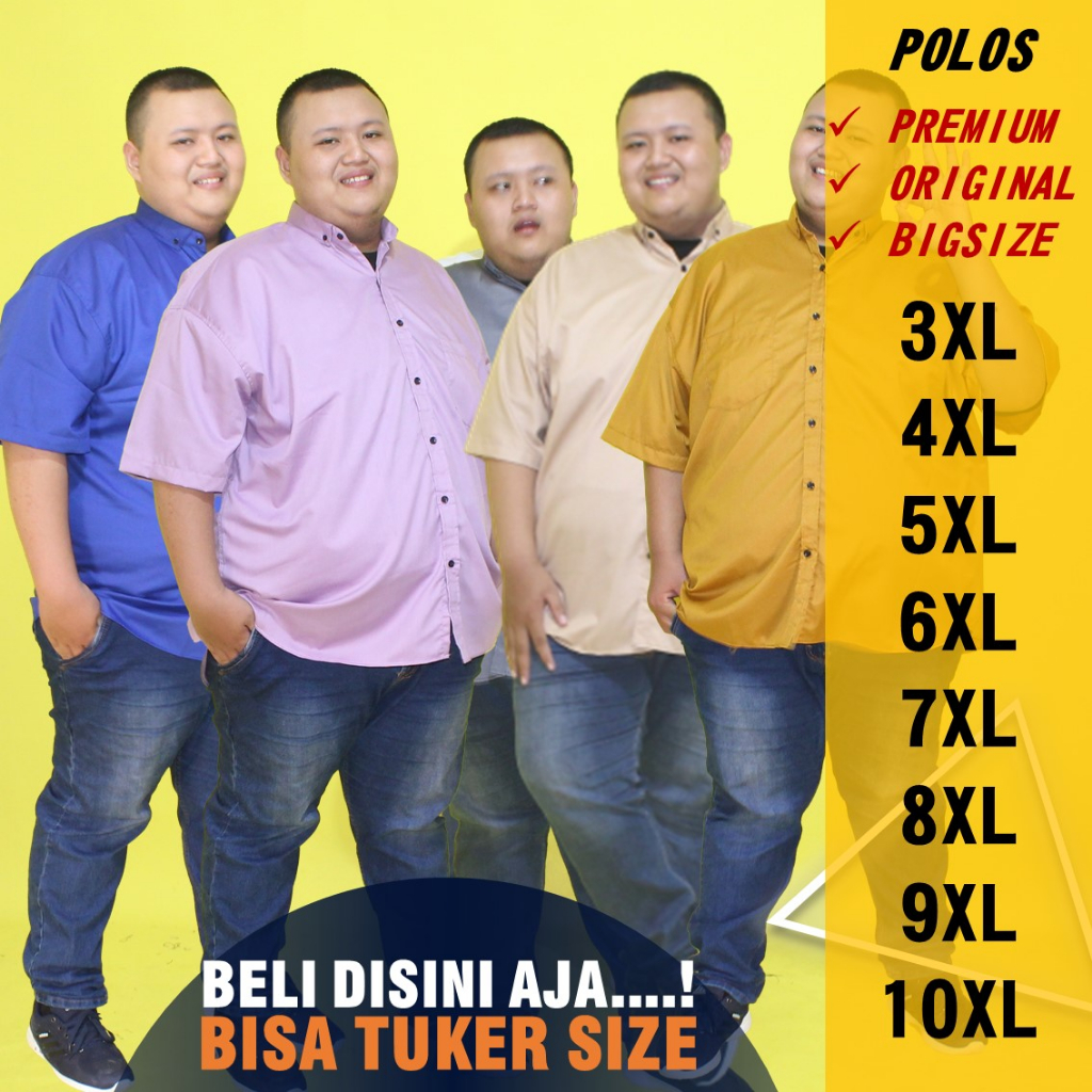 Jual ICW Kemeja Jumbo Polos 5L 5XL LD124 Lengan Pendek Motif Katun Premium | Shopee Indonesia