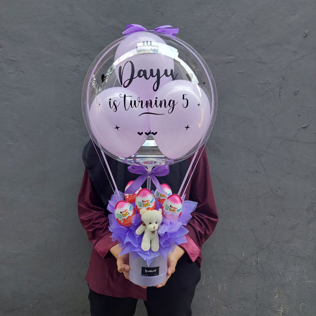 Jual [Ready/Tidak PO] Bouquet Balon / Bloom Box isi 5 Kinderjoy dan ...