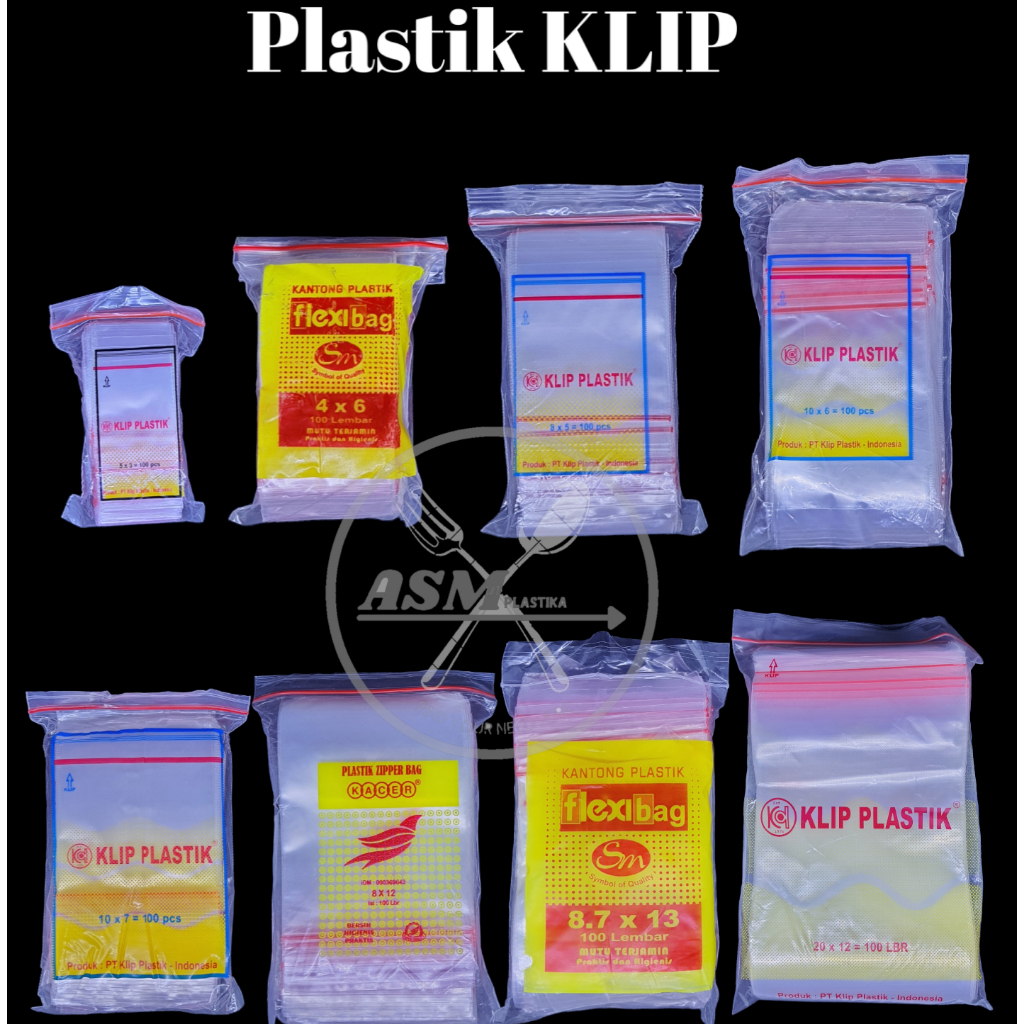 Jual Plastik KLIP 1 Pack isi 100 Lembar Berbagai Macam Ukuran / Plastik ...