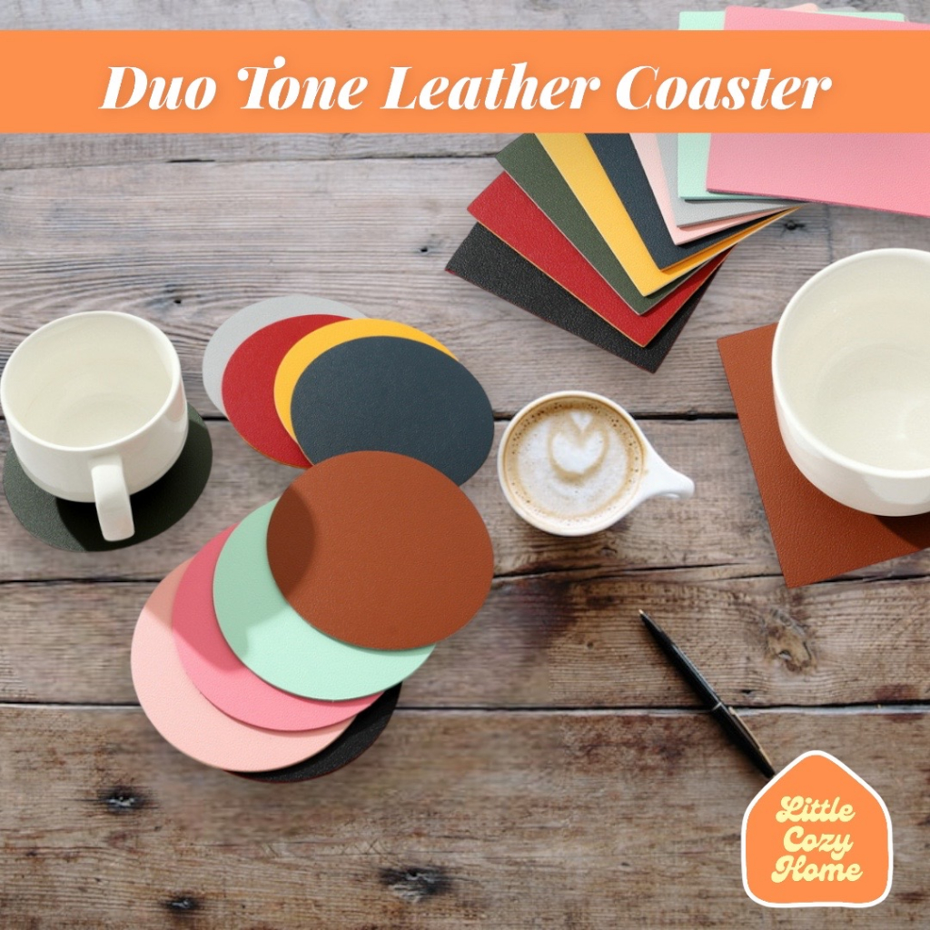Jual Duo Tone Leather Coaster / Tatakan Gelas Mug Cangkir Kulit PU ...