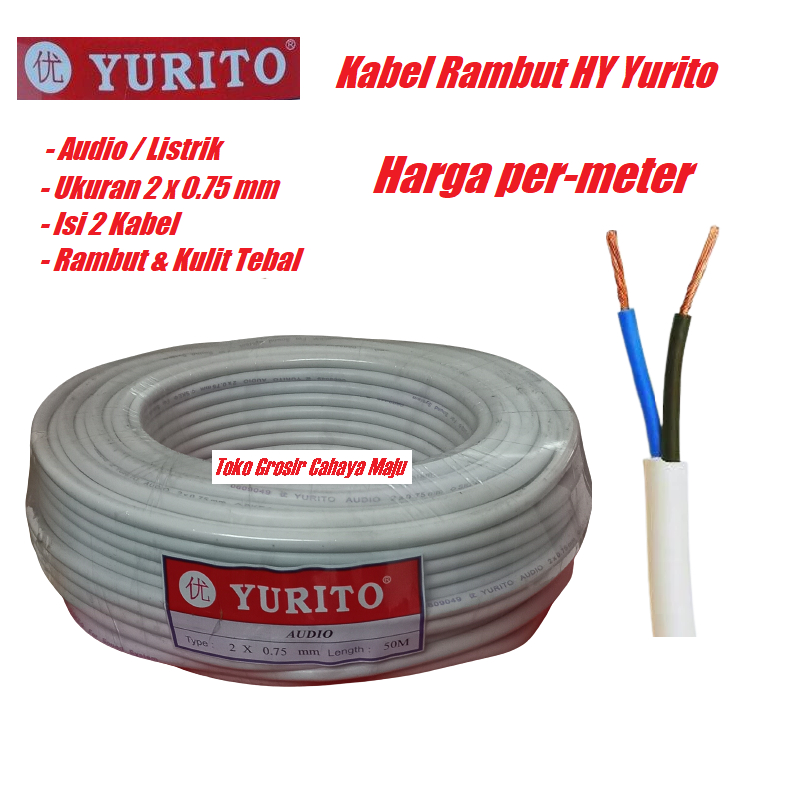 Jual Kabel Listrik Rambut NYM HY Yurito 2x0.75 mm Meteran Audio ...