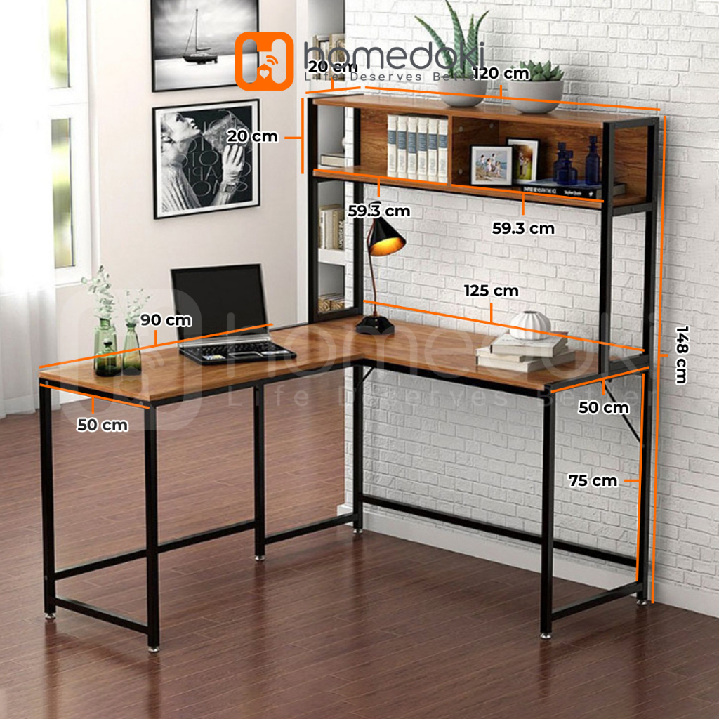 Jual Homedoki Meja Belajar / Meja Komputer L / Meja Kerja Rumah / Meja ...