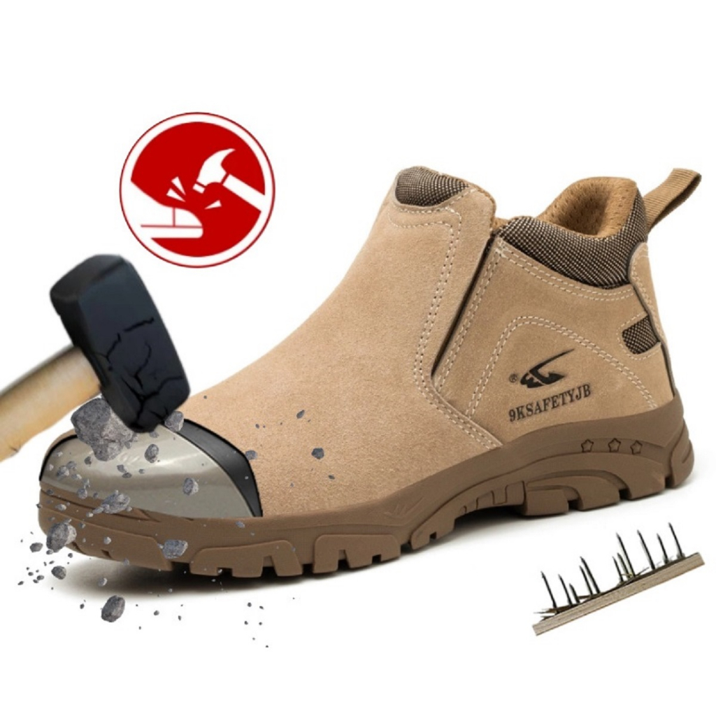 Jual Profesional Sepatu Safety Boots Pria Tinggi Cowok Ujung Besi Kulit ...