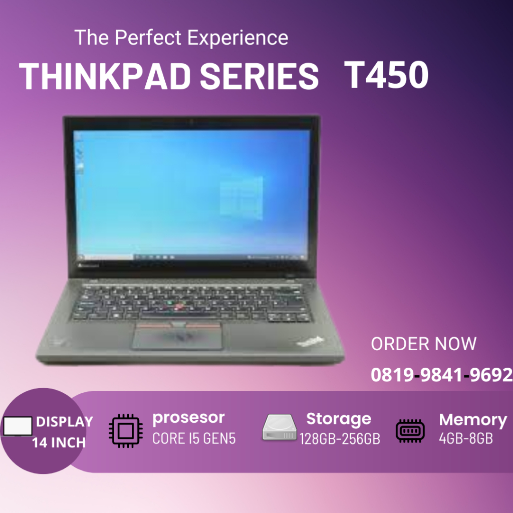 Jual Laptop Lenovo Thinkpad T450 Intel Core i5 Gen5 Ram 8GB Ssd 256GB ...