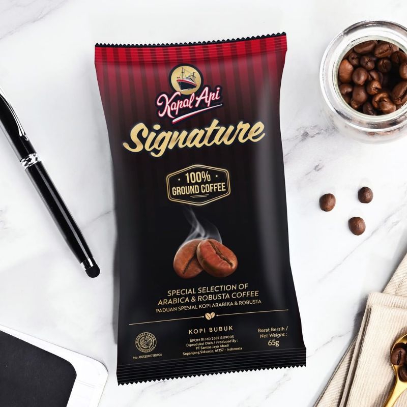 Jual Kopi Kapal Api Signature 65gr Bubuk Ground Coffee Arabica Robusta ...