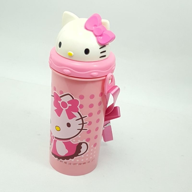 Jual Tempat Minum/Botol Minum Plastik Bulat Sedotan Hello Kitty Pink ...