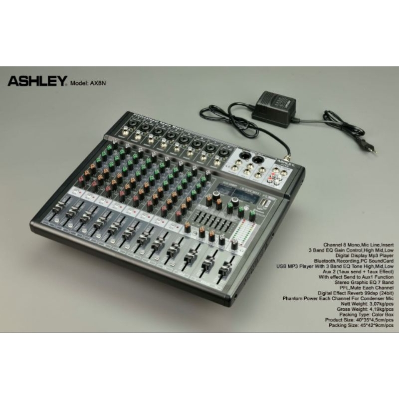 Jual MIXER ASHLEY 8 CHANNEL AX8N ORIGINAL | Shopee Indonesia