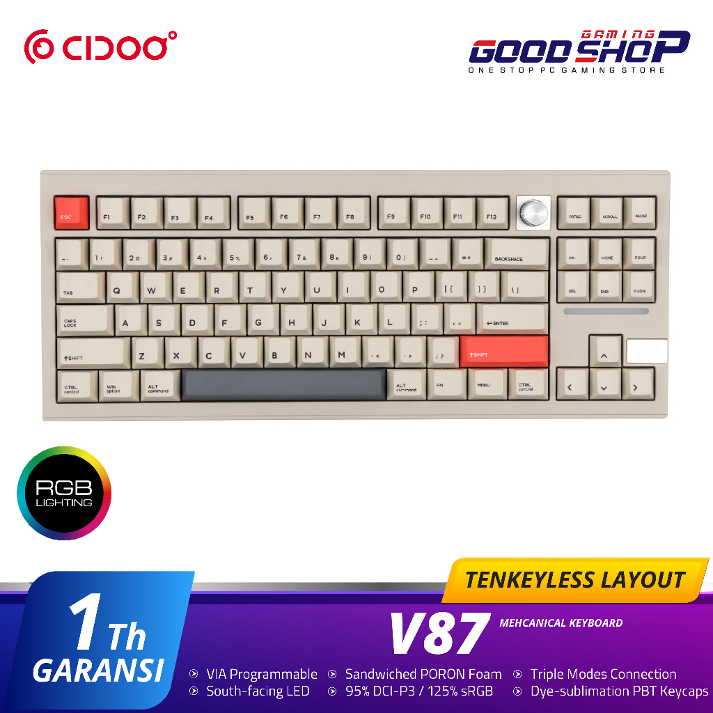Jual CIDOO V87 PRO - TKL 87 Keys Hotswappable Mechanical Keyboard ...