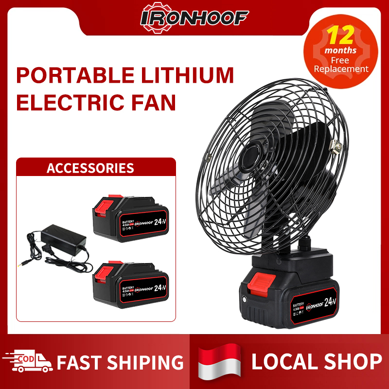 Jual IRONHOOF 6/8 Inch Fan Portable Baterai Kipas Portable Cordless ...