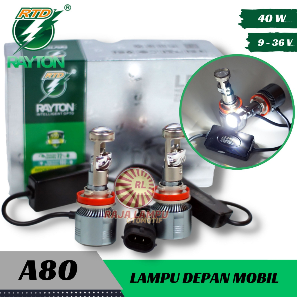 Jual LAMPU UTAMA MOBIL 2 PCS RAYTON A80 H11 H4 H H7 KIPAS RTD LED 40 WATT 19-36V SUPER CAR ...