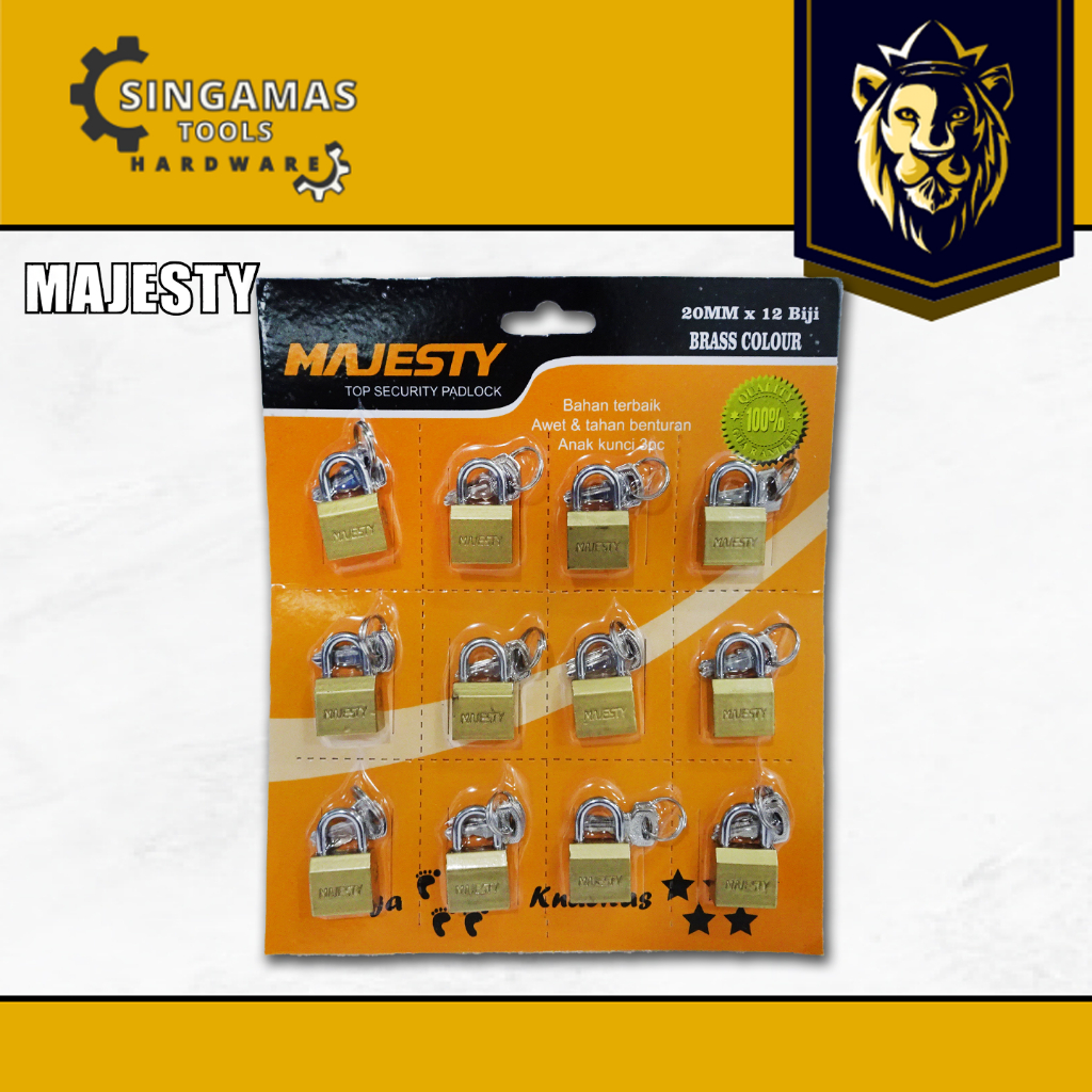 Jual MAJESTY Gembok Samping 20mm Set 12 Pcs - Brass Colour - per Lusin ...