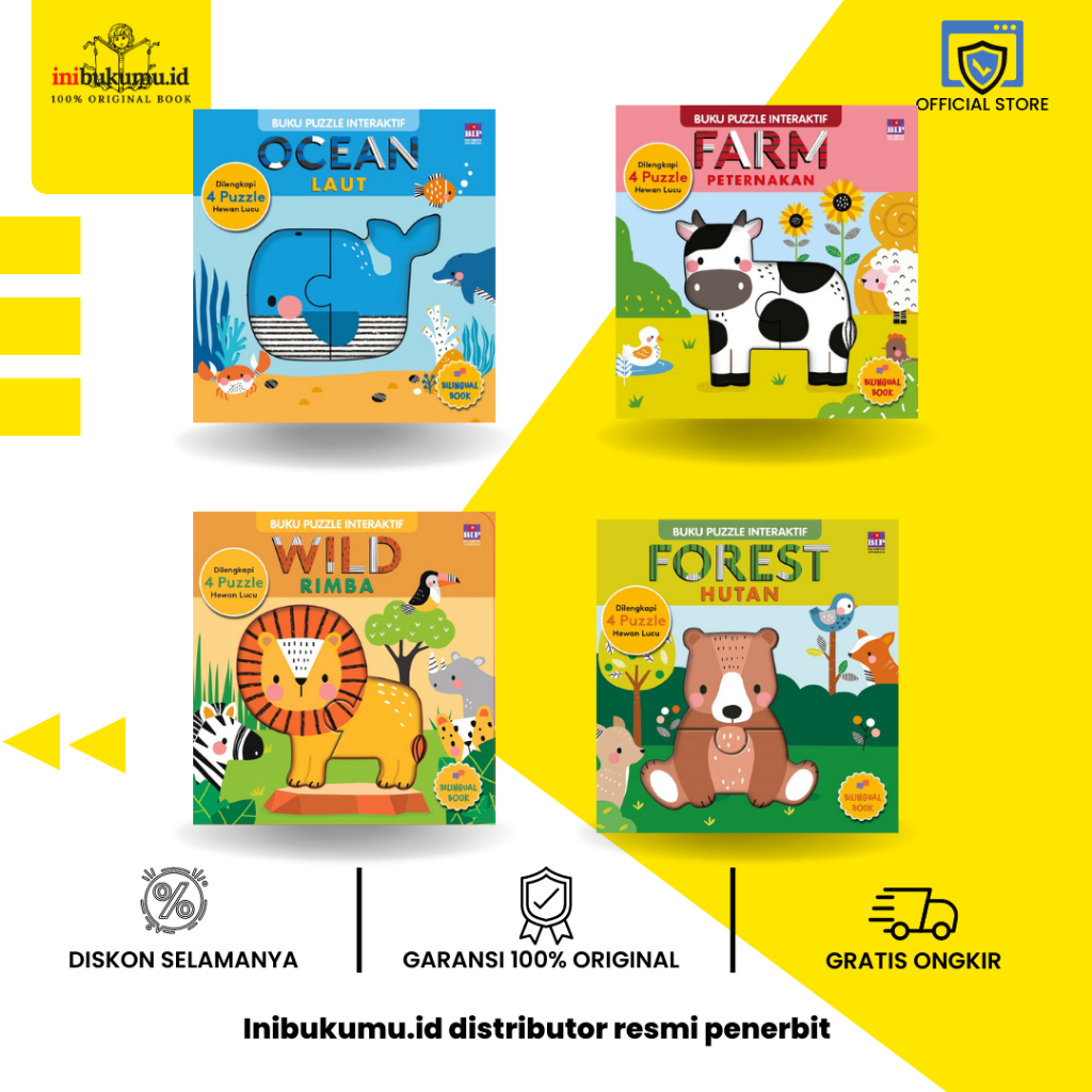 Jual Buku Puzzle Interaktif: ocean laut, fram peternakan, forest hutan ...