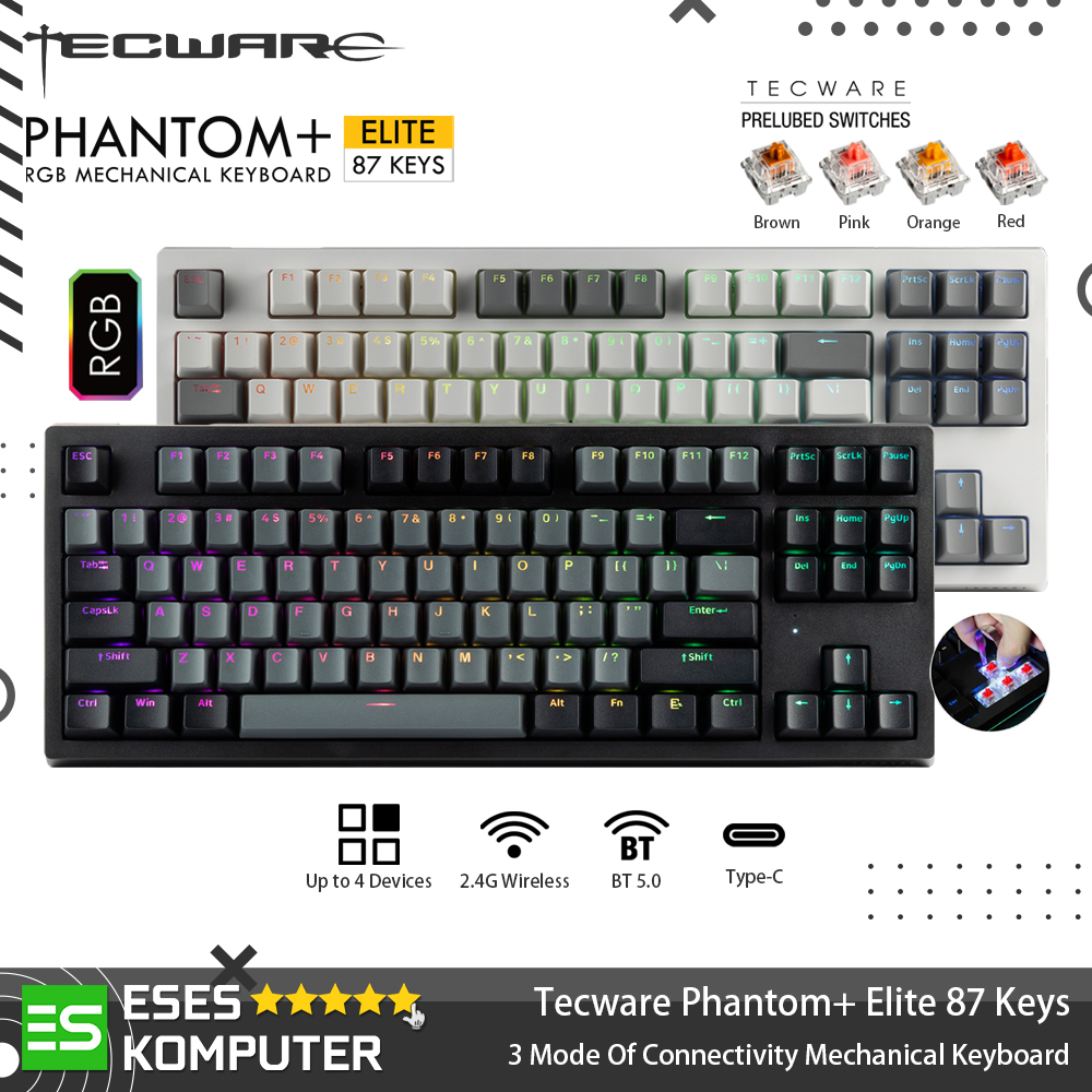 Jual Keyboard Tecware Phantom+ Elite 87 Keys Wireless RGB | Keyboard ...