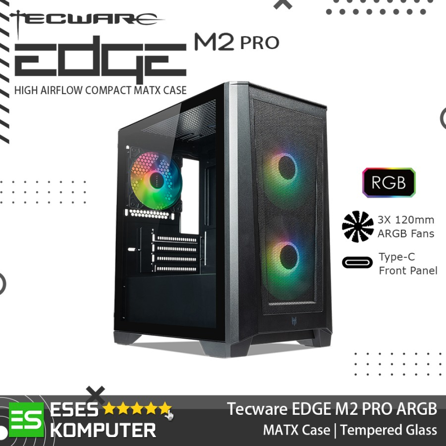 Jual Case Tecware Edge M2 Pro | High Airflow Gaming MATX Case | 3X ARGB Fan | Shopee Indonesia