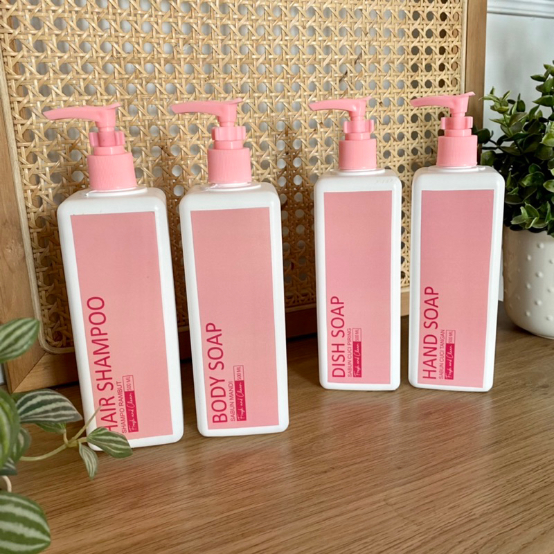 Jual Botol Refill Pump Full KOTAK 500ml Warna Pink Pastel Free Stiker ...