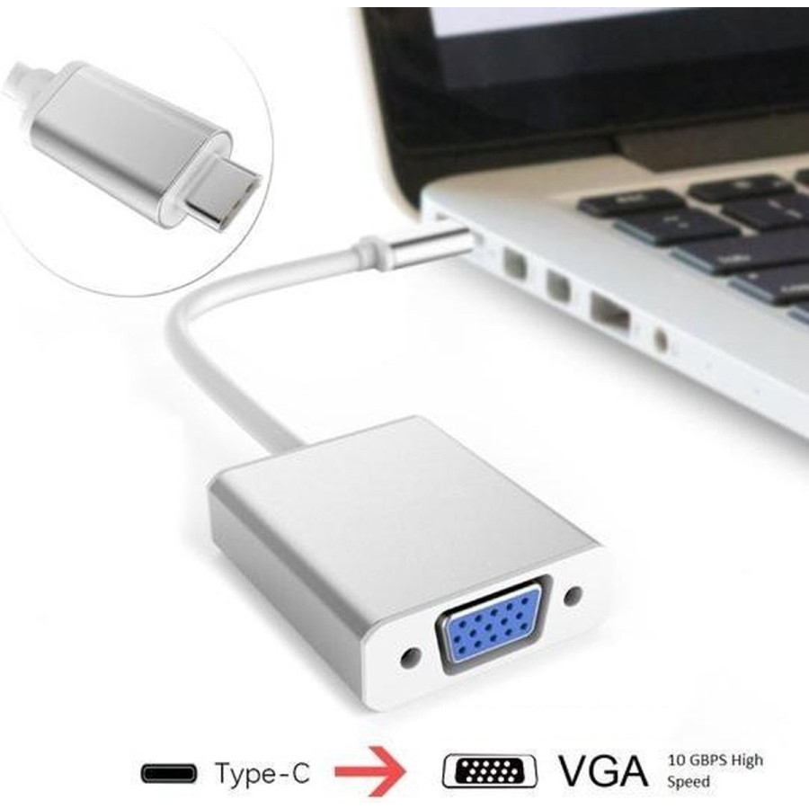 Jual USB 3.1 Type C Converter To VGA Projector Adapter Thunderbolt 3 ...