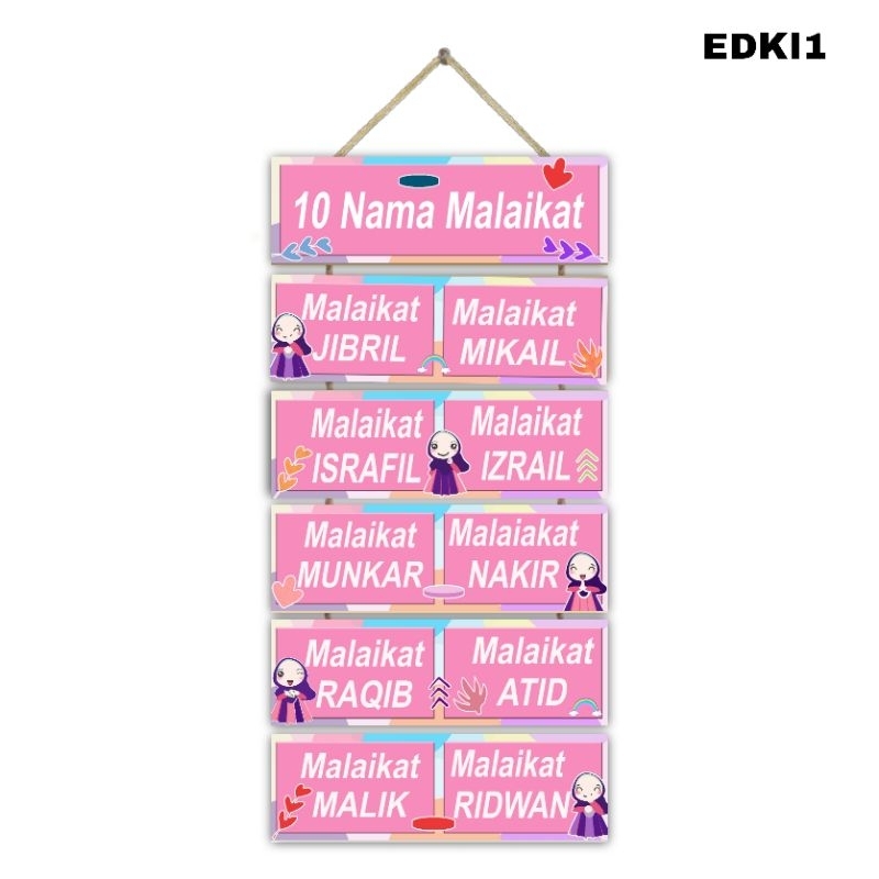 Jual COD ☑️ Hiasan gantungan dinding edukasi islami 10 NAMA MALAIKAT 6 susun gantungan dinding ...