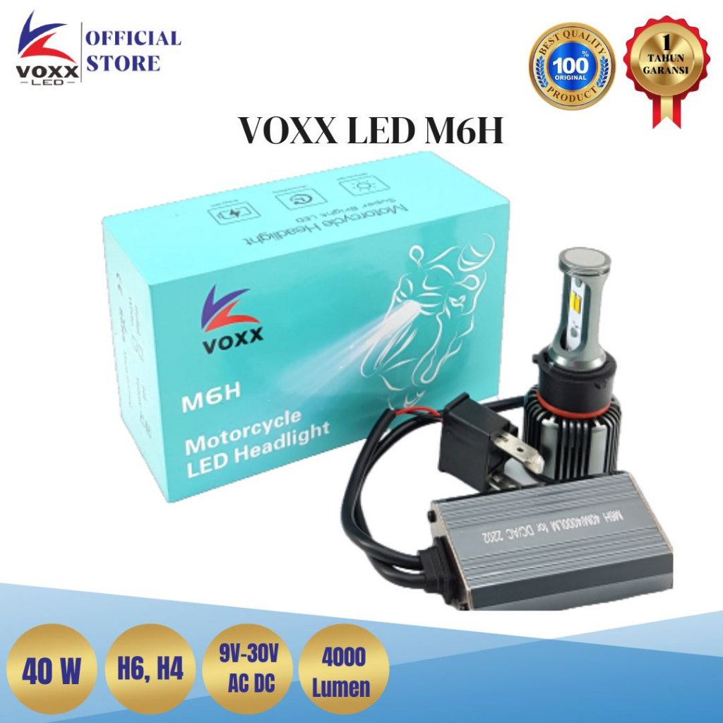 Jual VOXX LED Lampu Motor LED M6H AC DC 40W 4000 Lumen 2 Mata H6 H4 2 ...