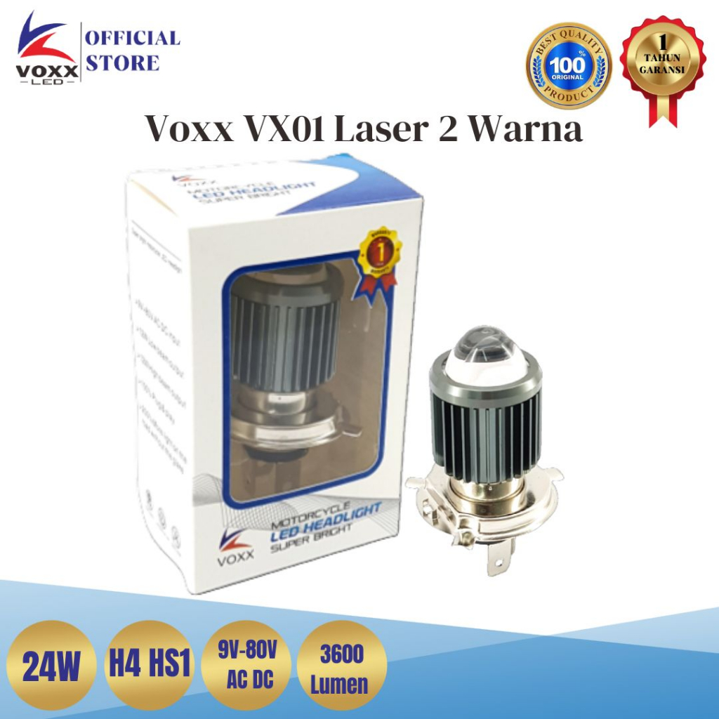 Jual VOXX LED Lampu Motor VX01 H4 Laser 2 Warna HS1 Hi-Lo AC DC 12W+12W | Shopee Indonesia