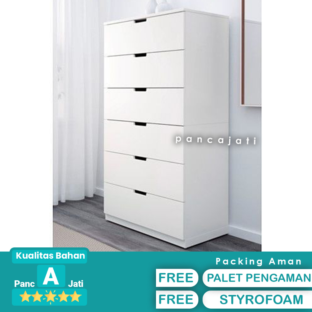 Jual Drawer Pakaian Nakas Minimalis 6 Laci Warna Putih | Shopee Indonesia