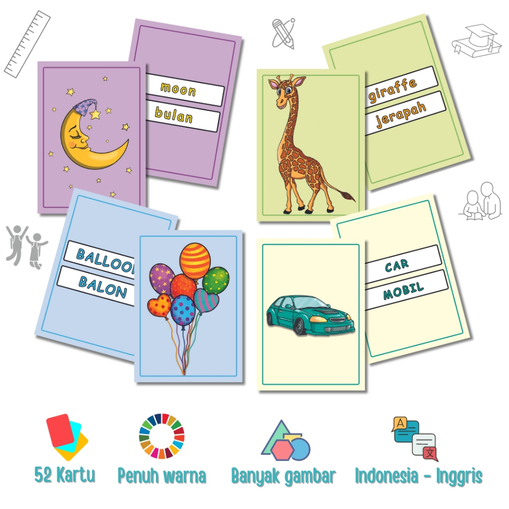 Jual FLASH CARD ANAK 52 KARTU | MAINAN KARTU PINTAR PAUD TK | MAINAN ...