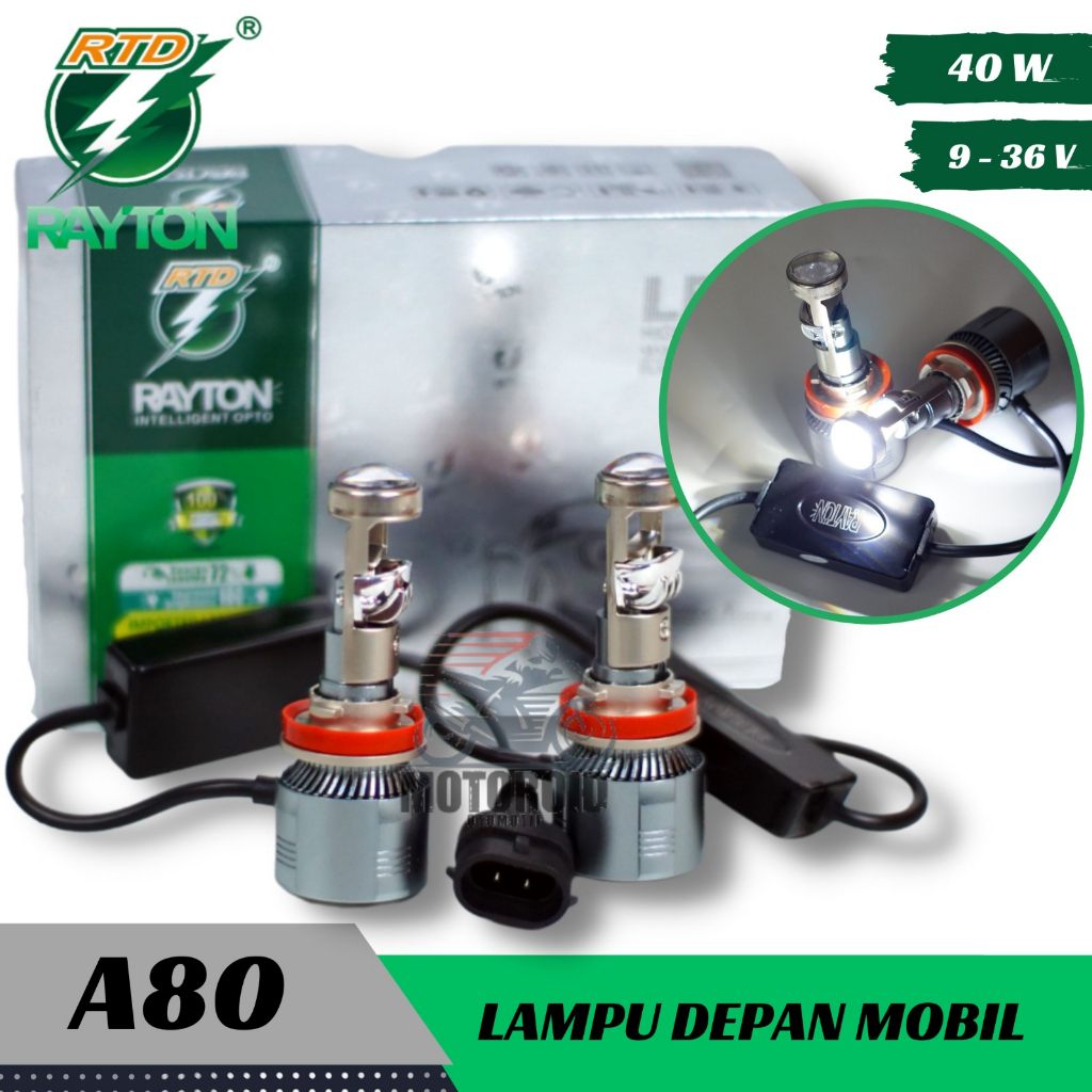 Jual LAMPU UTAMA MOBIL A80 H11 H4 H H7 KIPAS RTD LED SUPER CAR 2 PCS RAYTON 40 WATT 19-36V ...