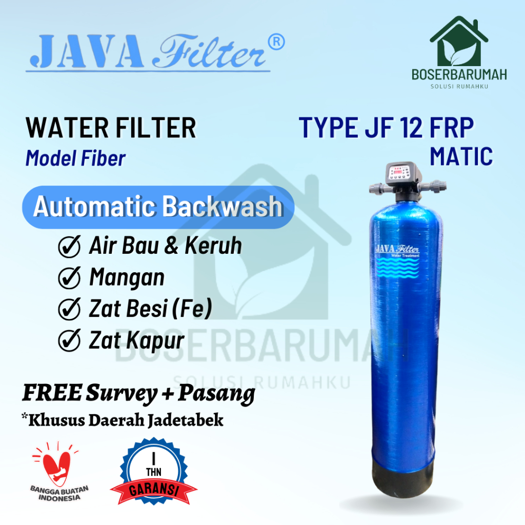 Jual JAVA FILTER Water Filter Air JF12 FRP Automatic Tabung / Tangki | Shopee Indonesia