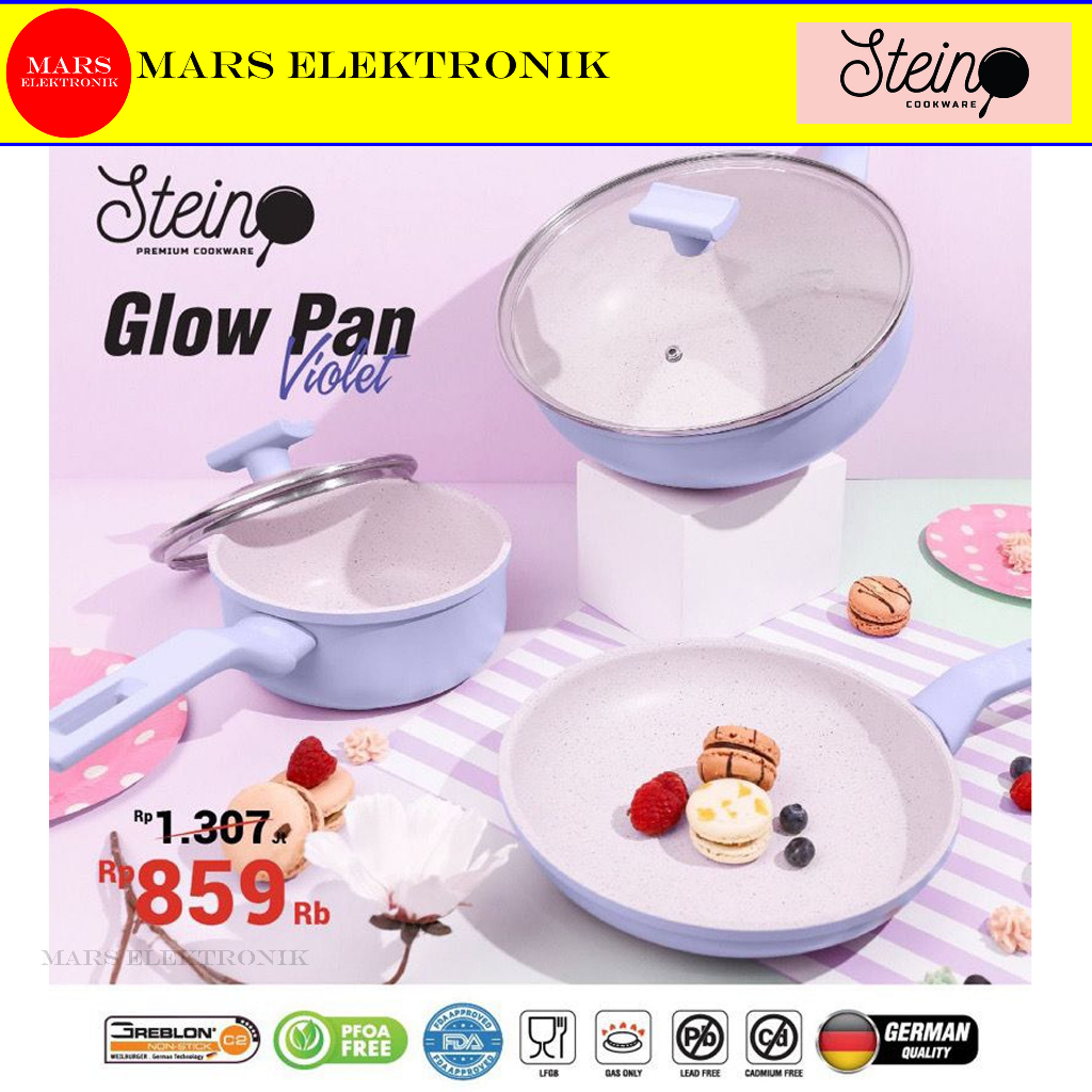 Jual STEIN COOKWARE GLOW PAN SET VIOLET TWIST - MARBLE COATING PANCI ...