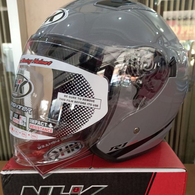 Jual NHK R1-MAX double visor 100%original warna dim grey | Shopee Indonesia