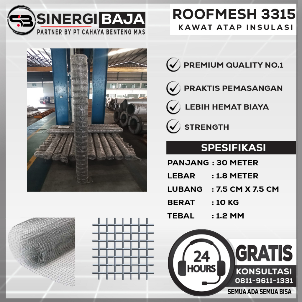 Jual Roofmesh 3315 - Kawat Atap Insulasi Penyangga Aluminium Tebal 1,2 ...