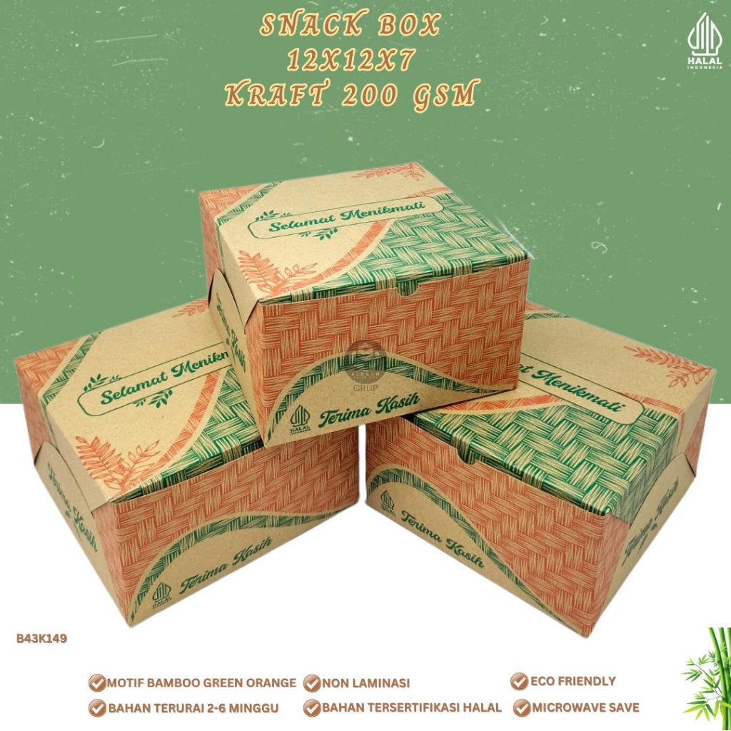 Jual Box Snack 12x12 Bahan 200 Gsm Dus 12x12 (B43K149-12X12x7 Cm ...