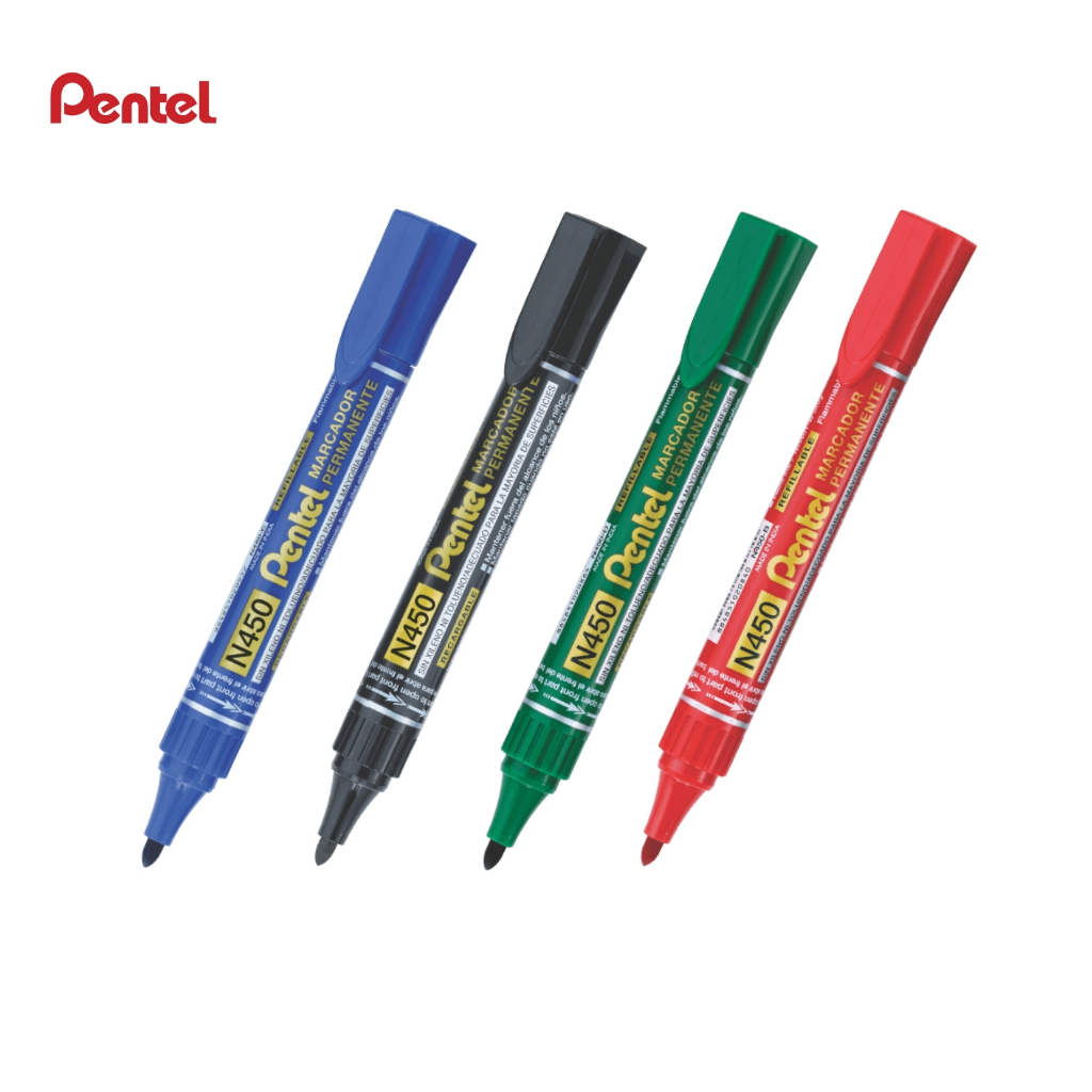 Jual Spidol Permanent Pentel N450 Marker Permanen Warna Hitam Biru ...