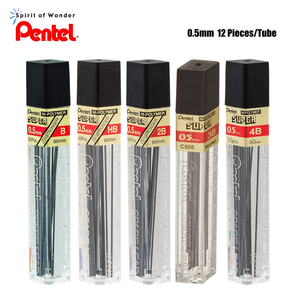 Jual Isi Pensil Mekanik Pentel C505 HI-Polymer Super Lead 0.5 mm 2B ...