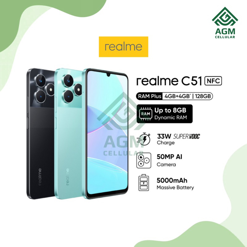 Jual HANDPHONE REALME C51 NFC RAM 4GB/128GB (Carbon Black & Mint Green ...