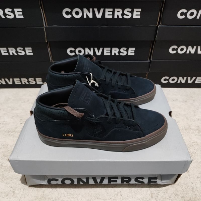 Jual Converse Louie Lopez Pro Mid Nubuck Leather - Black/Dark Mushroom ...
