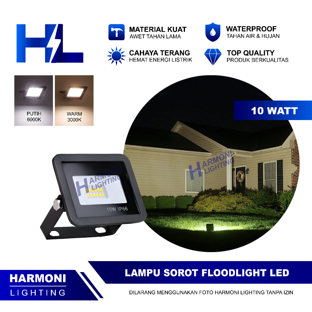 Jual Lampu Sorot LED 10W Outdoor Tembak Floodlight Tahan Air Terang untuk Taman & Halaman ...
