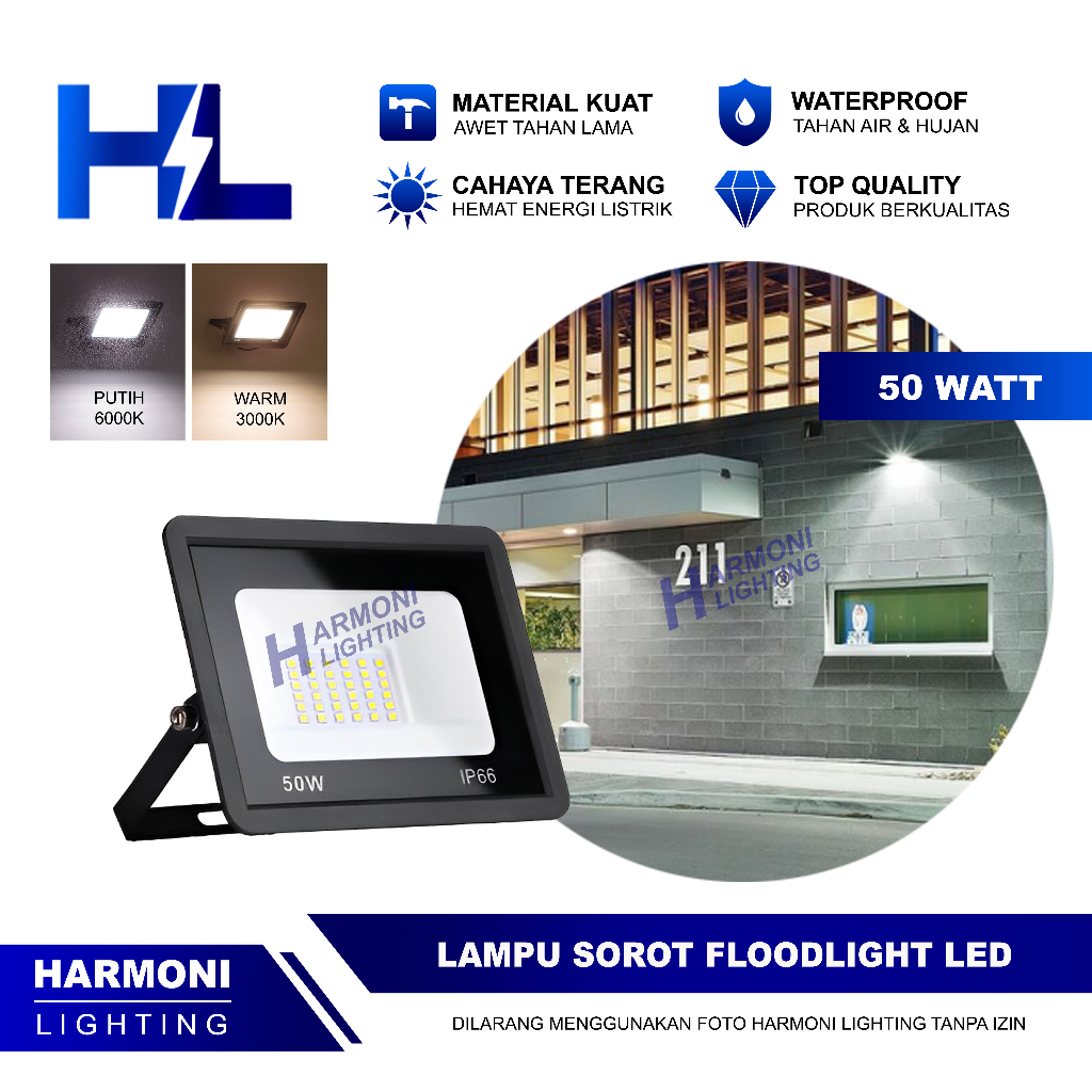 Jual Lampu Sorot LED 50W Flood Light Tembak Outdoor 50 Watt | Shopee Indonesia