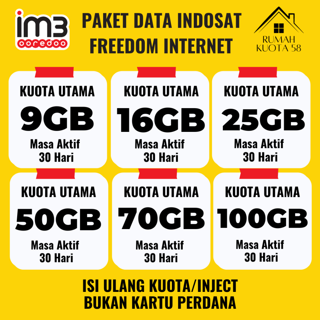Jual ISI ULANG KUOTA INDOSATFREEDOM INTERNET 50GB 70GB 100GB TANPA CEK ...