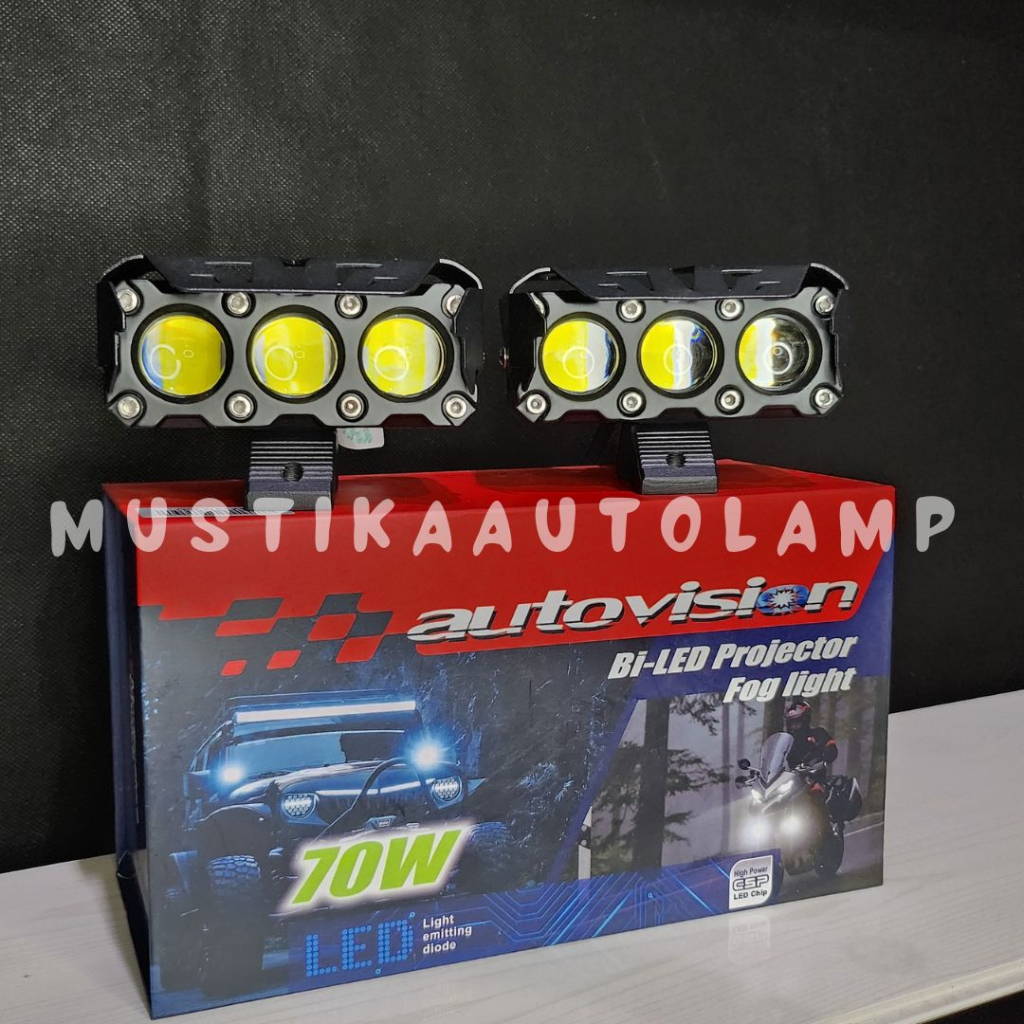 Jual Autovision Mini Biled Projector Laser 3 mata Putih | Shopee Indonesia