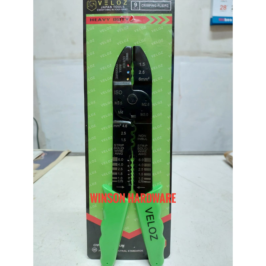 Jual Tang Skun Crimping Pliers Tools 9" VELOZ | Tang Press Kupas Kabel ...