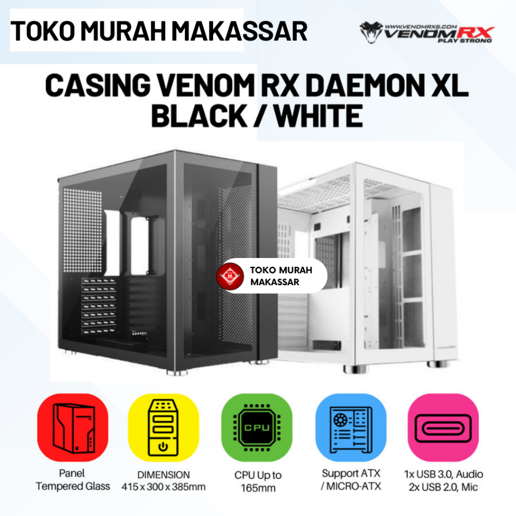 Jual CASING VENOM RX DAEMON XL BLACK TEMPERED/ DAEMON XL WHITE / CASE35 ...